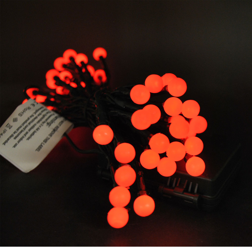 50 LED 7.5m Battery Powered Weatherproof Red Holly Berry Ball Fairy Li ...